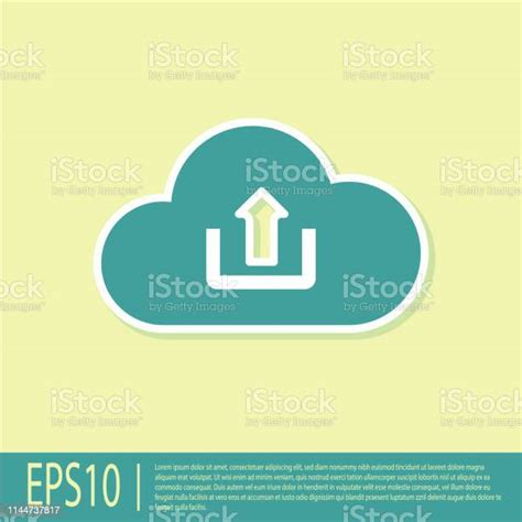 녹색 구름 업로드 아이콘 노란색 배경에 고립 평면 디자인입니다 벡터 일러스트 개념에 대한 스톡 벡터 아트 및 기타 이미지 개념 네트워크 서버 다운로드 Istock
