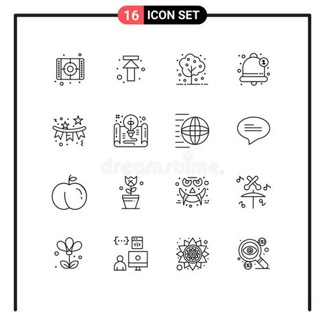 Stock Vector Icon Pack Of 16 Line Signs And Symbols For Flag Alarm Agriculture Notification