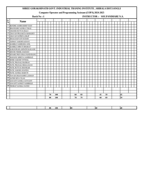 Copa Progress Chart New Pdf