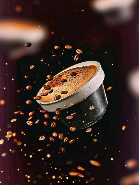 Premium Photo A Bowl Of Coffee With Coffee Beans Floating In The Air