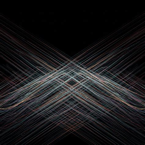 Intricate Network Of Intersecting Luminous Lines Forming Geometric Patterns On A Dark Stock