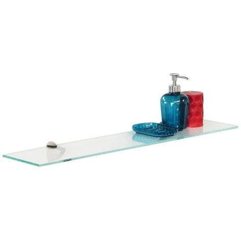 Stylish Rectangle Glass Shelf With Chrome Brackets