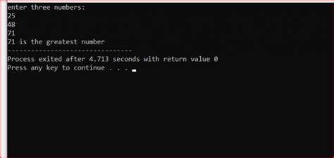 C Program To Find The Largest Number Among Three Numbers Using Nested