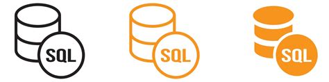 Sql Server Icon Black And White Outline Sign Vector Image