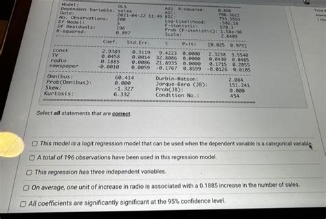 Solved Select All Statements That Are Correct This Model Is