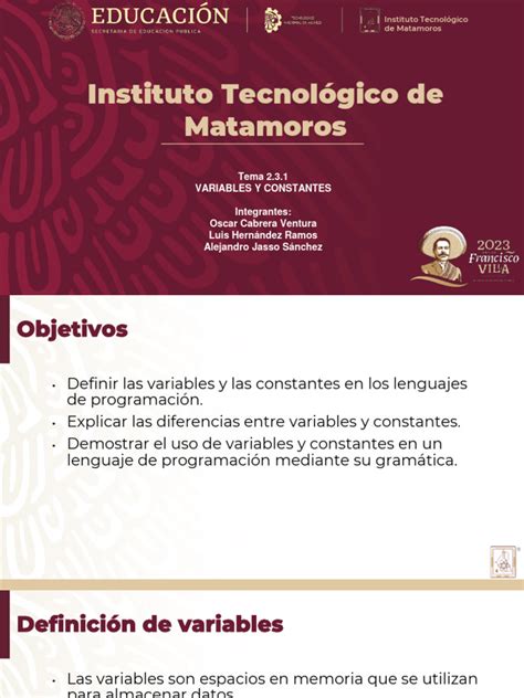 2 3 1 variables y constantes pdf variable informática lenguaje