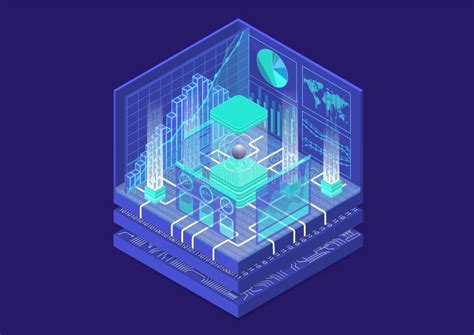 Quantum Computing Isometric Vector Illustration 3d View On Conceptual