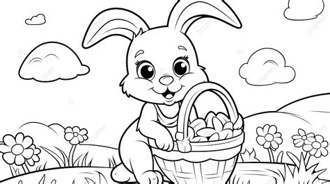 어린이를 위한 바구니 워크시트에 앉아 있는 추적 및 색상 귀여운 부활절 토끼 추적하다 워크시트 키즈 워크시트 배경 일러스트 및 사진 무료 다운로드 Pngtree