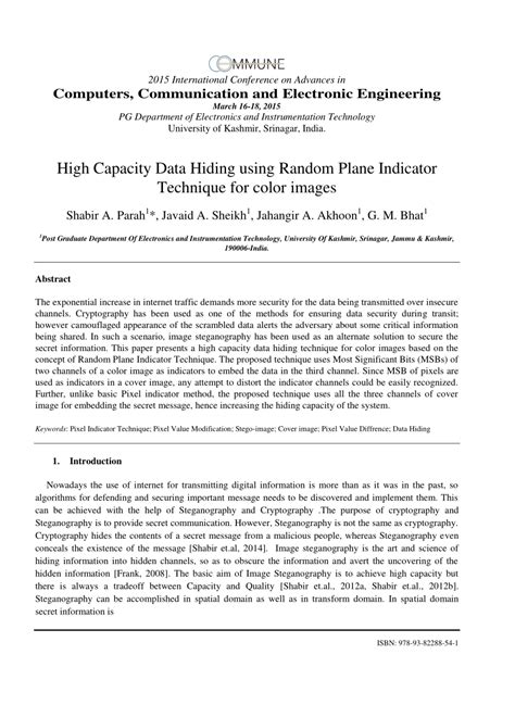 pdf high capacity data hiding using random plane indicator technique