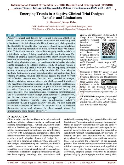 Emerging Trends In Adaptive Clinical Trial Designs Benefits And