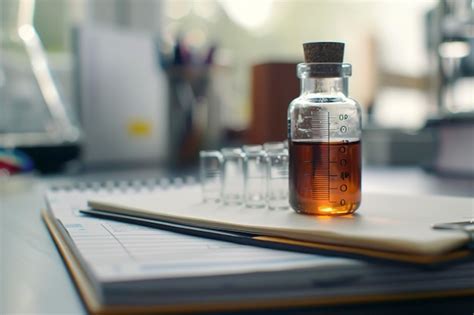 A Lab Vial Next To Notebook Premium Ai Generated Image