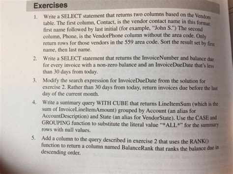 Exercises 1 Write A Select Statement That Returns