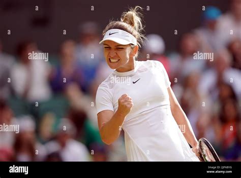 Simona Halep Celebrates Winning Their Ladies Singles Fourth Round