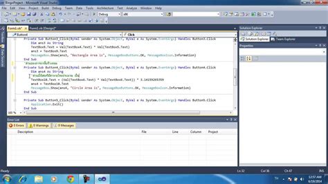 How To Programing Visual Basic For Calculate Area That Input With Textbox And Output With Msgbox