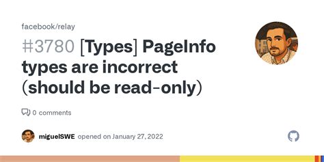 Types Pageinfo Types Are Incorrect Should Be Read Only · Issue 3780 · Facebookrelay · Github