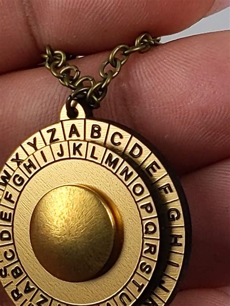 Cipher Wheel Decoder Necklace Caesar Cipher Disk Secret Message Cryptograph Pendant Escape Room