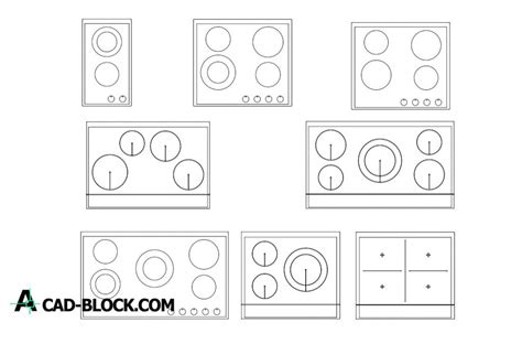 Cad Electric Cooktops Dwg Free Download Cooktops In Autocad 2d