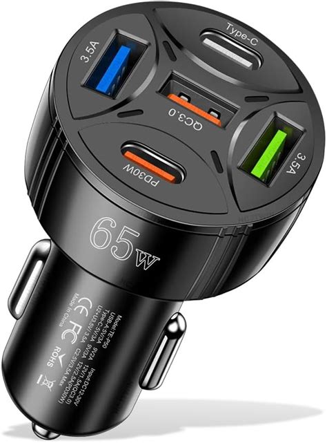 Amazon Com W Port Usb C Car Charger Pd W Qc Fast Charging Car Cigarette Lighter Plug