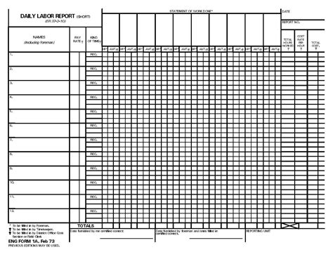 Foreman S Daily Report Template