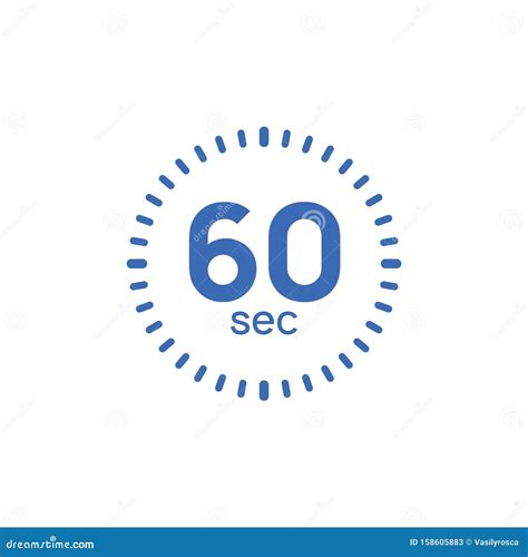 60 Second Timer Clock 60 Sec Stopwatch Icon Countdown Time Digital Stop Chronometer Stock