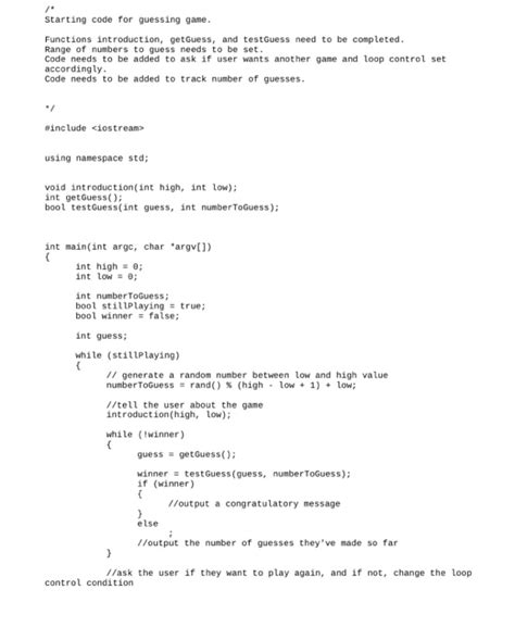 Solved 1 Complete The Bodies Of These Functions Comments
