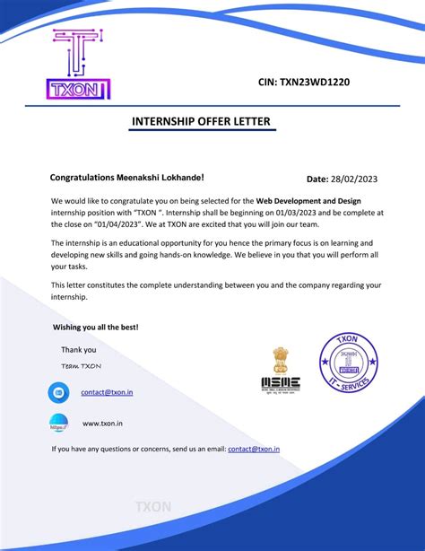 Meenakshi Lokhande On Linkedin Connections Txon Intern Internship