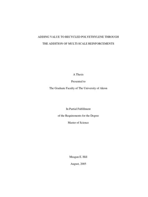 Thesis Adding Value To Recycled Polyethylene Through The Addition Of