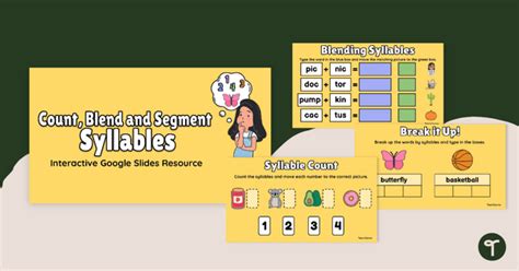 Counting Blending And Segmenting Syllables Interactive Activity Teach Starter