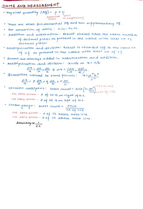 SOLUTION Class Xi Physics Formula Sheet Studypool