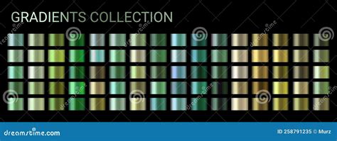Green Chrome Gradient Set Vector Colorful Palette Of Metallic Colors