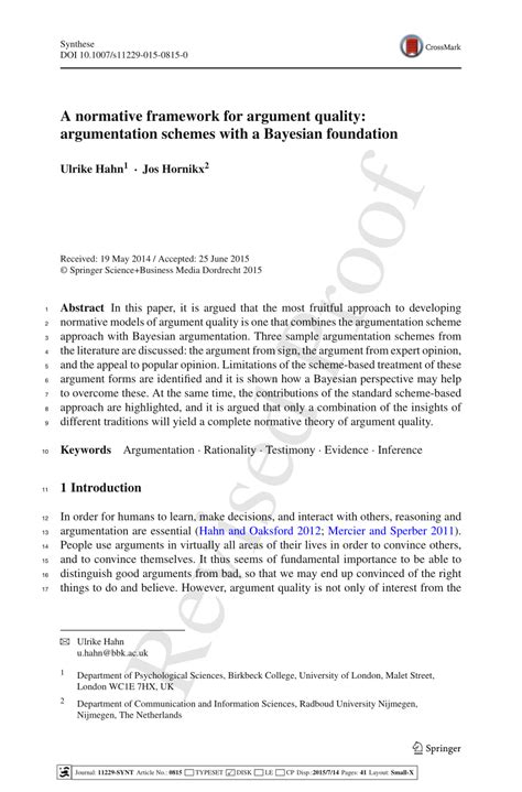 pdf a normative framework for argument quality argumentation schemes