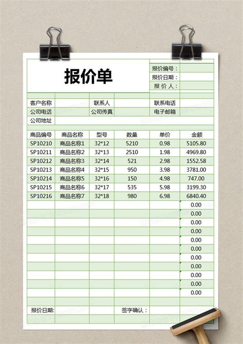 超市商品报价单模板 超市报价单模板 大山谷图库
