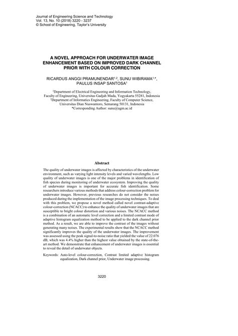 pdf a novel approach for underwater image enhancement based on