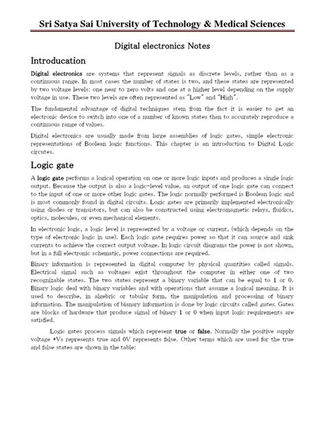 Digital Electronics Pdf Logic Gate Electronics
