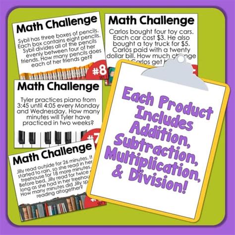 Multi Step Math Word Problems Task Card BUNDLE Print Digital Google Slides Minds In Bloom