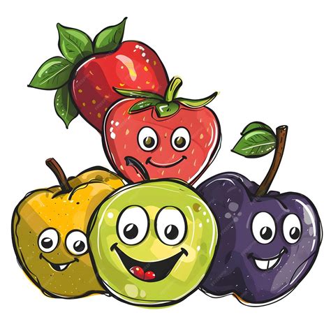 Caricaturas Frutas Divertidas Alimentos Saludables Estilo De Vida