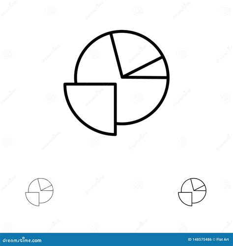 Analytics Chart Pie Graph Bold And Thin Black Line Icon Set Stock
