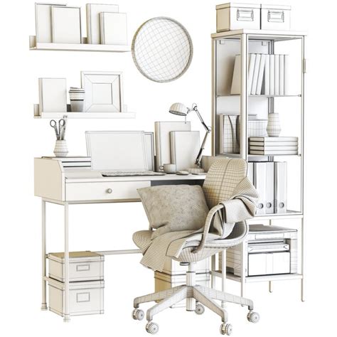 Office Workstation Ikea 98 194137 3d Model Download 3d Model Office