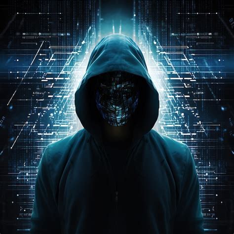 Premium Photo Hooded Hacker Orchestrates A Daring Cyber Attack Cyber Security With Digital Waves