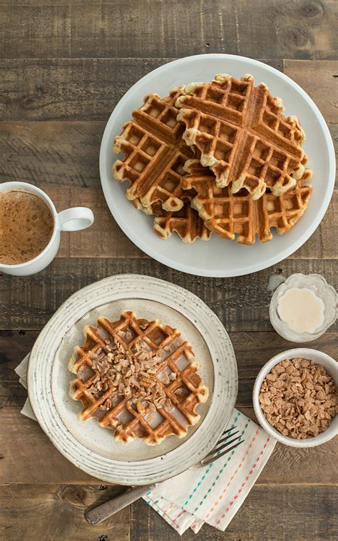 Cinnamon Cereal Waffles with Milk Glaze - Nibbles and Feasts