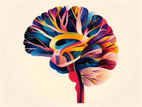 Colorful Human Brain Illustration with Intricate Neural Pathways Stock Illustration ...