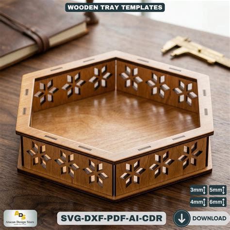 Hexagon Serving Tray Laser Cut Design For Custom Wood Trays Digital