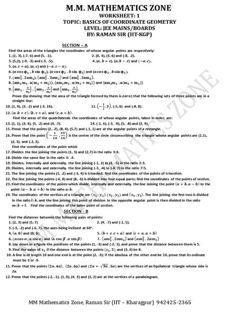 Basics Of Coordinate Geometry Pdf Geometry Elementary Geometry