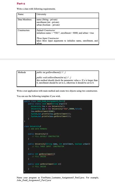 Solved Part 2 Write A Class With Following Requirements