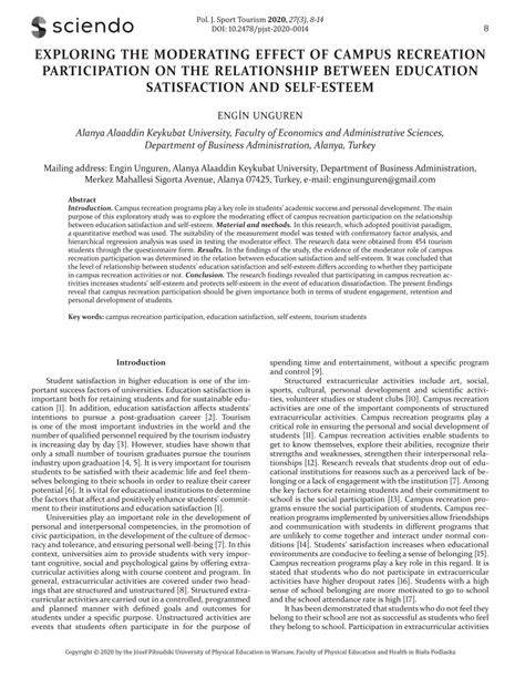 Pdf Exploring The Moderating Effect Of Campus Recreation Participation On The Relationship