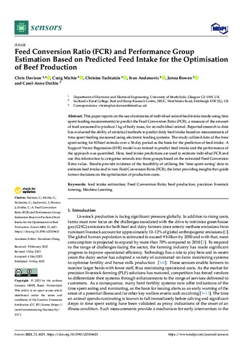 Pdf Feed Conversion Ratio Fcr And Performance Group Estimation Based On Predicted Feed
