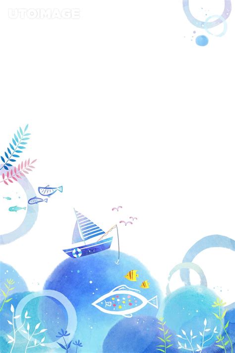 바다풍경 008 Spai206 프리진 일러스트 수채화 물감 브러쉬 종이 디자인소스 배경 바탕 백그라운드 텍스처 그림 여름 시즌 계절 청량 밝음