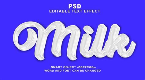 귀여운 배경으로 우유 3d 편집 가능한 Psd 텍스트 효과 프리미엄 Psd 파일
