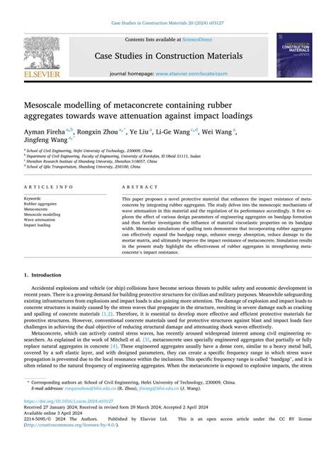 Pdf Mesoscale Modelling Of Metaconcrete Containing Rubber Aggregates