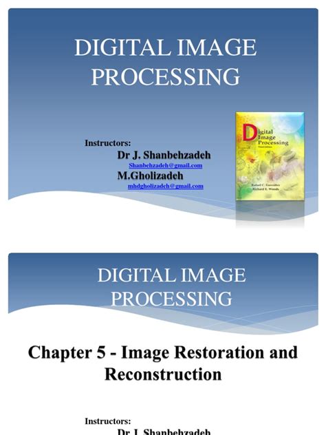 Chapter 5 Image Restoration And Reconstruction Ppt1 Pdf Filter Signal Processing